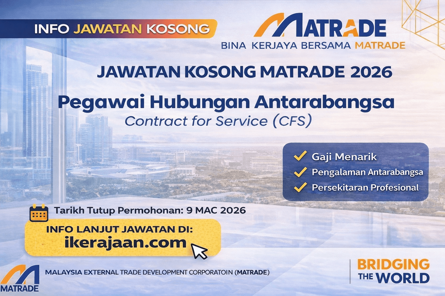 Jawatan Kosong MATRADE Bulan Mac 2026 Dibuka - iKerajaan